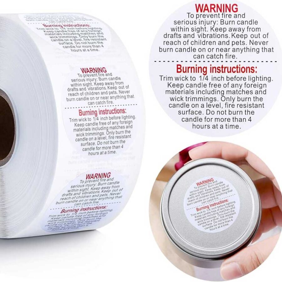 Candle Jar Warning Sticker Premium - Essential Safety Label